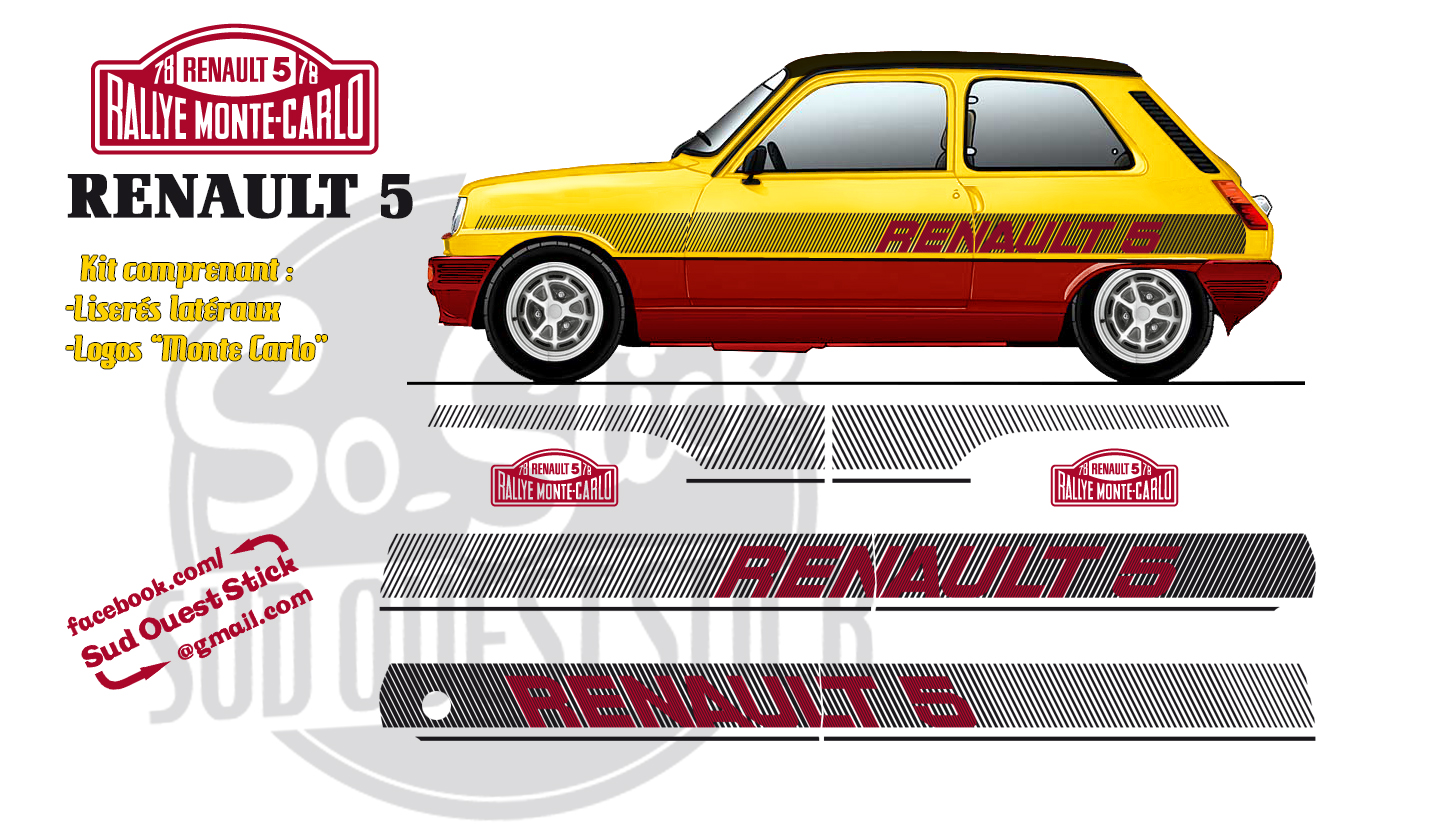 Stickers Renault 5 Monte Carlo - Autocollant Renault 5