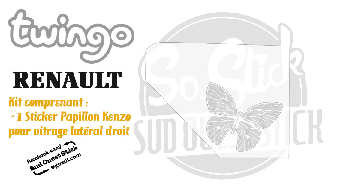 Stickers Twingo Kenzo vitrage "Papillon" - So_Stick